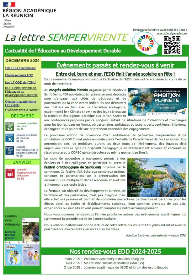 Lettre sempervirente EDD | Académie de La Réunion