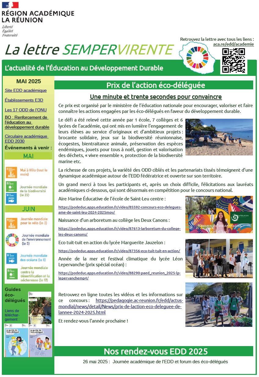 Lettre sempervirente EDD | Académie de La Réunion