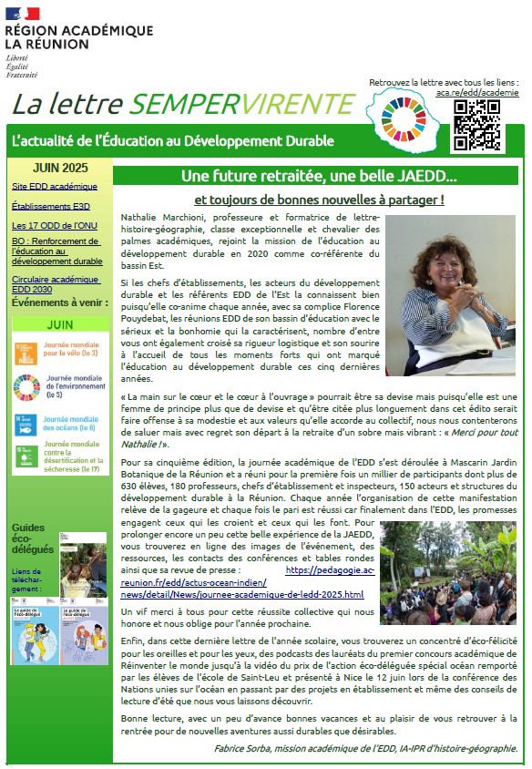 La lettre sempervirente EDD Juin 2025 | Académie de La Réunion