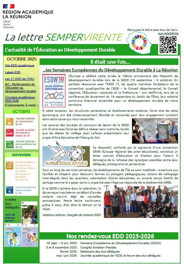 La lettre sempervirente EDD Octobre 2025 | Académie de La Réunion
