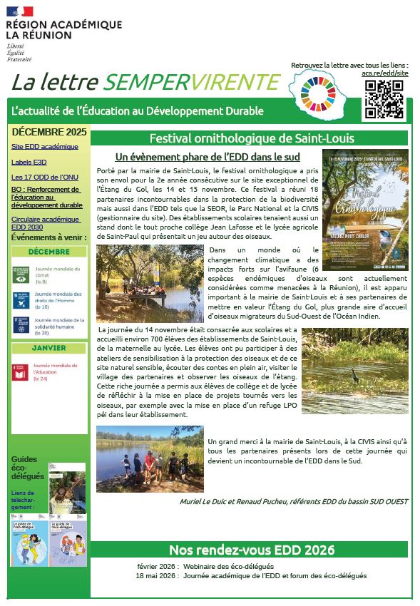 La lettre sempervirente EDD Décembre 2025 | Académie de La Réunion